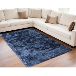 Rectangle Solid Color Glam Style Area Rug - 90' X '57' X '1.57 - Bed ...