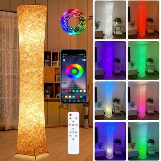 61" RGB Floor Lamp Soft Light Floor Lamp with Fabric Shade Color ...