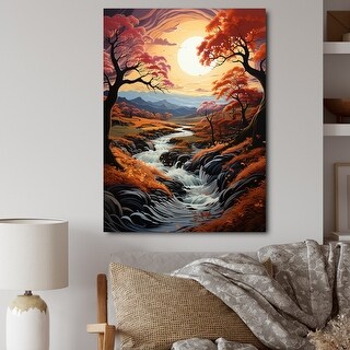 Designart "Orange Tree Maple Symphony Landscape I" Tree Maple Wall ...