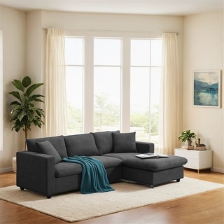 Modern Sectional Sofa,L-shaped Couch Set,4-seat w/Convertible Ottoman - Bed Bath & Beyond - 40738942