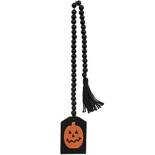 Halloween Jack O Lantern Tag Garland with Wooden Beads and Tassel - 23 ...