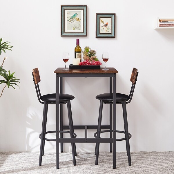 Modern Square 3 PC Particle Board Bar Table Set 2 Person Fixed Dining Table Set with PU Leather Cushion Chairs for Dining Room Bed Bath Beyond 39718529