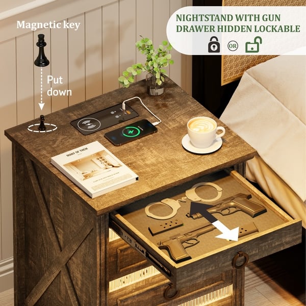 gun on bedside table