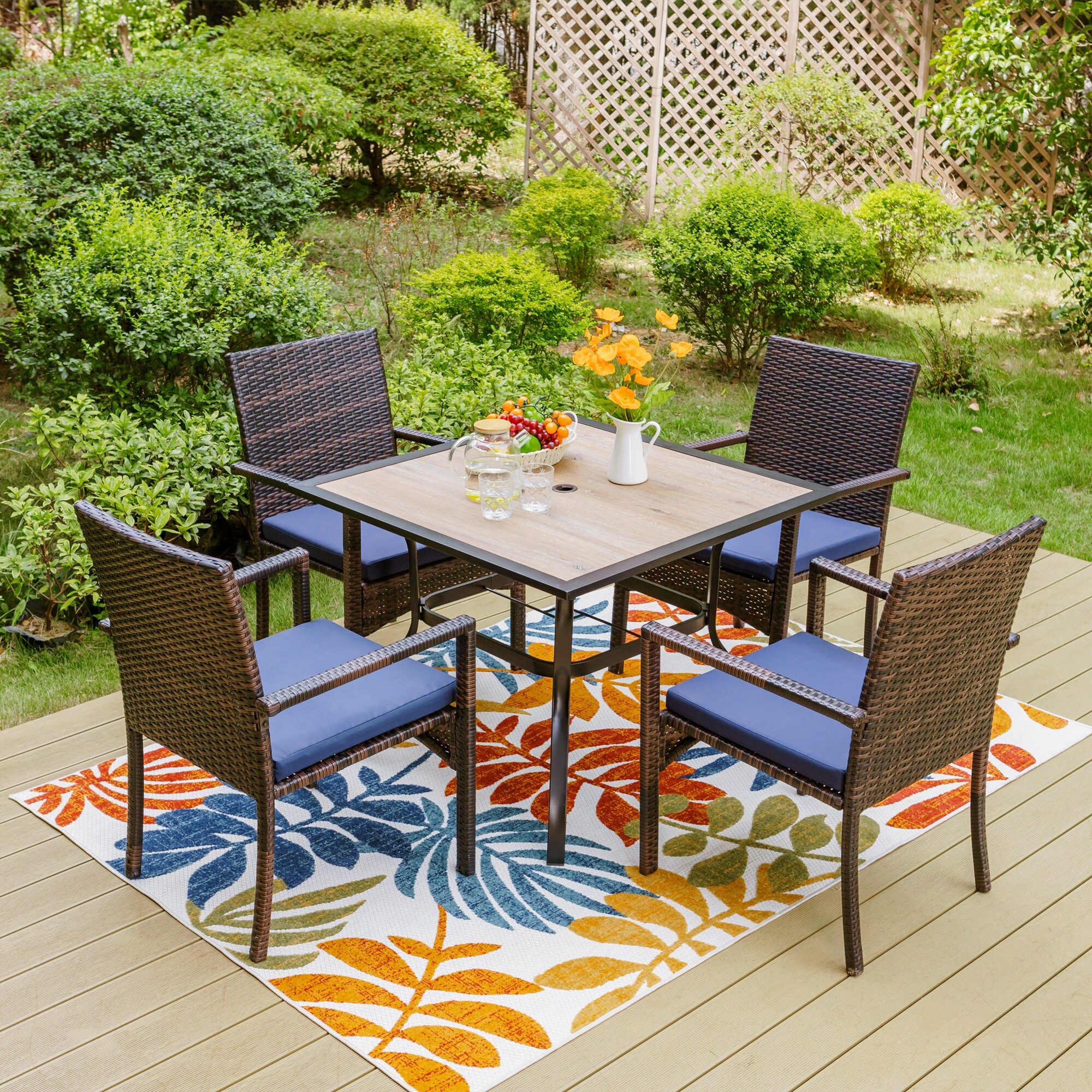 Cape Coral Outdoor 4-Seater Aluminum and Faux Wood Dining Set by ...
