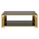 47.5" Modern Black Mirror Coffee Table, Rectangle, Asymmetrical Metal ...