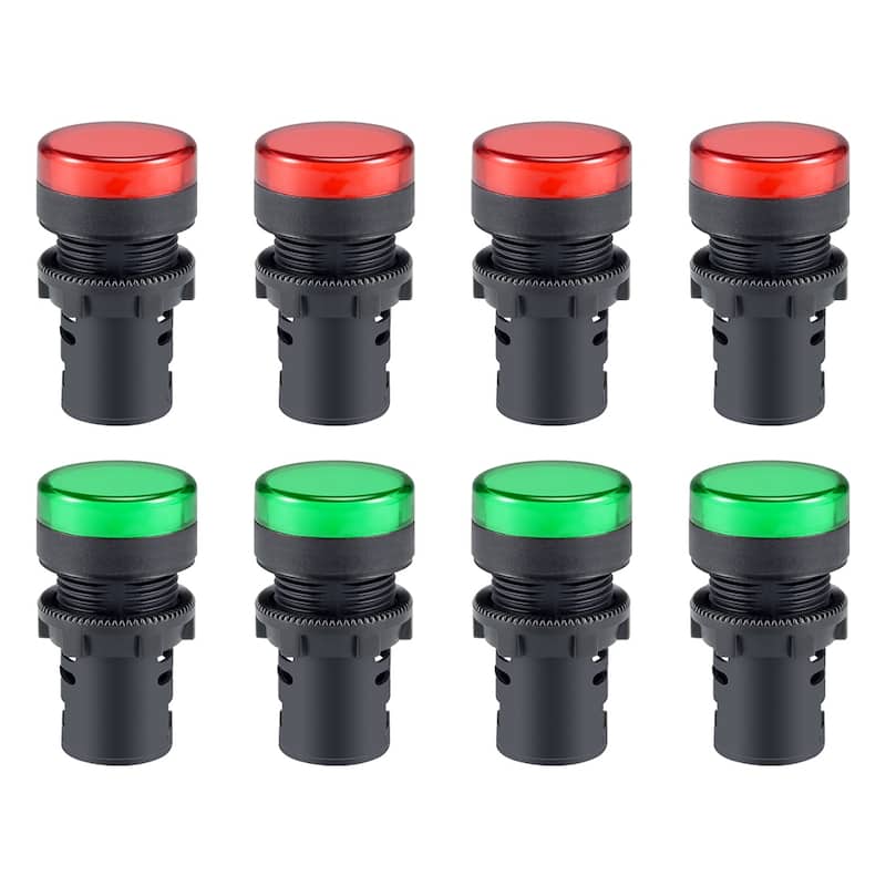 8Pcs AC/DC 110V Indicator Lights, Red+Green LED, Flush Panel Mount 7/8 ...