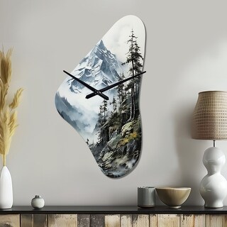 Green White Mountains Majestic Winter Peaks - Mountains Wall Clocks in ...