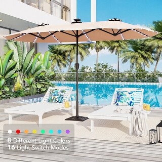 13ft Double -Sided Crank Patio Umbrella Extra Large with LED Colorful ...