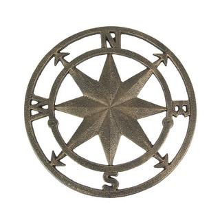 Zeckos Antique Bronze Finish Cast Iron Compass Rose Wall Hanging - Bed ...