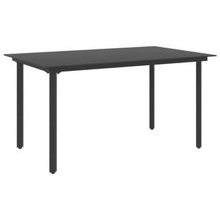 vidaXL Patio Dining Table Black 59.1"x31.5"x29.1" Steel and Glass - Bed ...