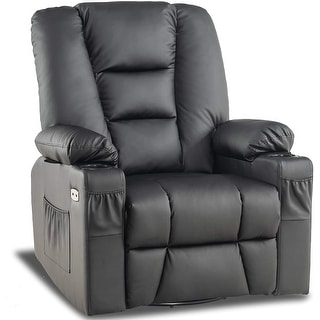 MCombo Manual Swivel Glider Rocker Recliner Chair with Massage, Faux ...