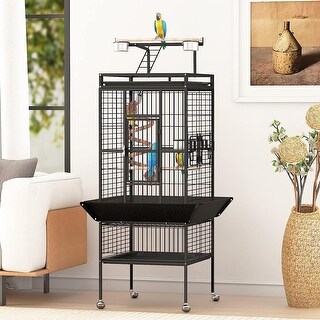61'' Bird Cage, Bird Flight Cages with Rolling Stand & Bottom Tray ...