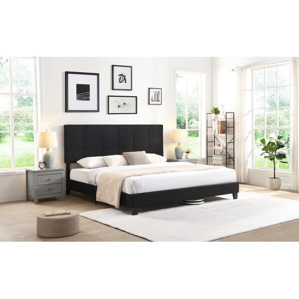 Black King Linen Bed with Tufted Headboard On Sale Bed Bath Beyond 40915161