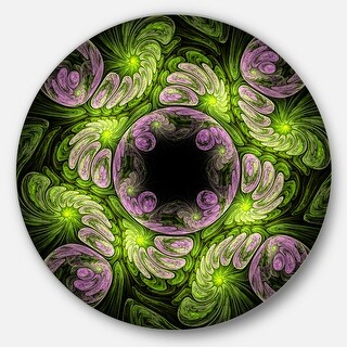 Designart 'Green and Purple Fractal Flower' Floral Disc Metal Wall Art ...