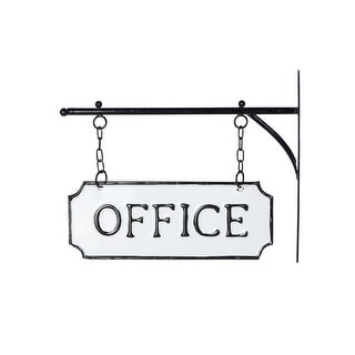 Metal Office Sign with Hanging Display Bar - 13"L x 1"W x 10.5"H - Bed ...