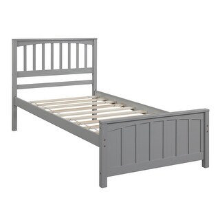 Classic Twin Size Platform Bed, Solid Pine Twin Bed Frame w/Headboard ...