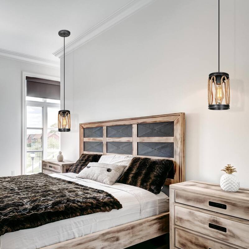 Farmhouse 1-Light Cylinder Pendant Lights for Kitchen Island - D5.5" x ...