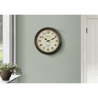 Monarch Specialties- Clocks, 16" Round, Wall Clock, Antique Brown ...