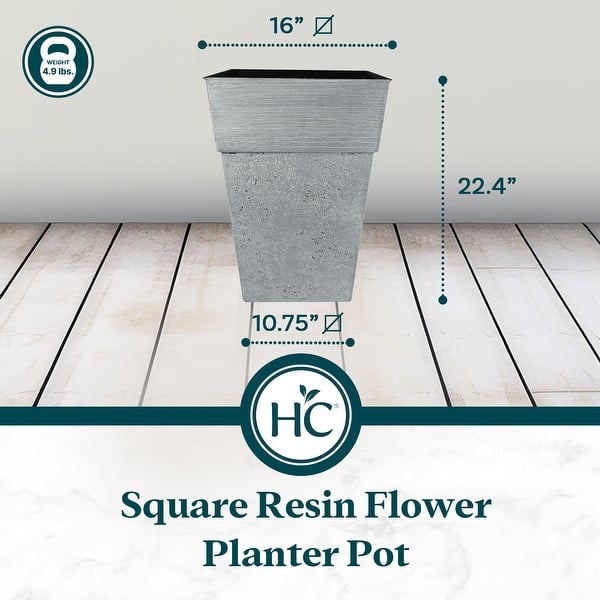 The HC Companies Avino 16-Inch Square Resin Flower Planter Pot ...