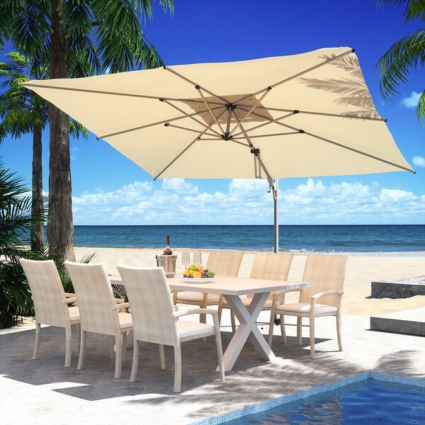 BONOSUKI 11-ft 360-degree Rotating Cantilever Patio Umbrella with Base ...
