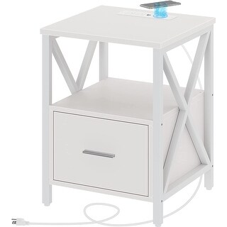 End Table with Wireless Charger, Sturdy Side Table with Charging ...