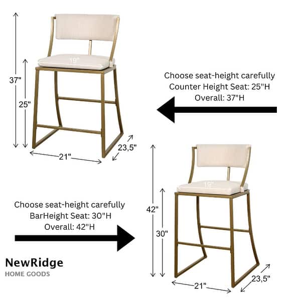 New Ridge Home Goods Mina Metal Modern Upholstered Bar Stool - Bed Bath ...