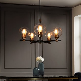 Marsie Mid-century Modern 5-light Orb Glass Chandelier - D23.6" x H77 ...