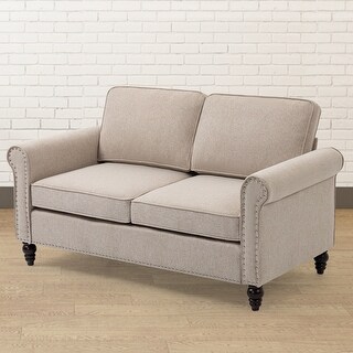 Loveseat, Upholstered Deep Seat Sofa Lounge Couch with Slant Back ...