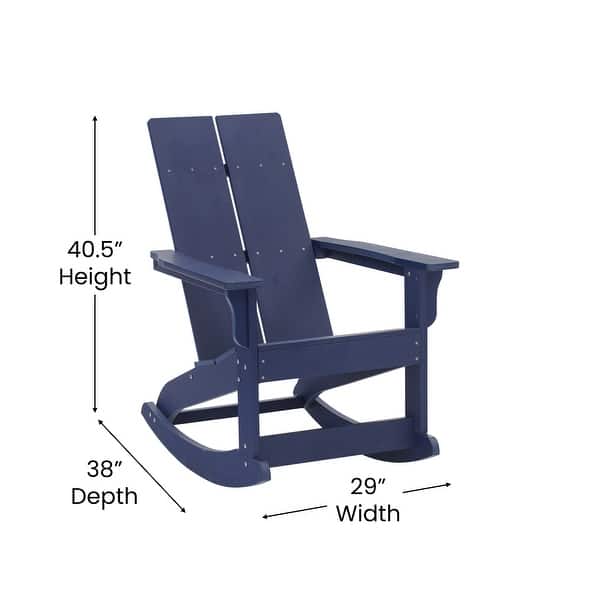 Modern 2-Slat Adirondack Poly Resin Rocking Chair for Indoor/Outdoor ...