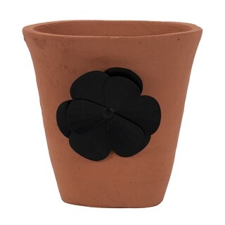 Foreside Home & Garden Natural Handthrown Terracotta Planter with Metal ...