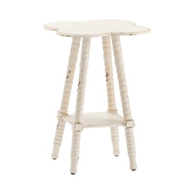 Clover Shaped Wooden Accent Table - White - Overstock - 20696689