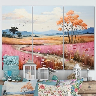 Designart "Countryside Pastel Hills Patchwork II" Countryside Wall Art ...