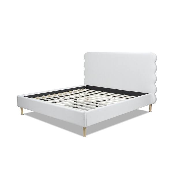 Stockholm Modern Wavy Headboard Upholstered Platform Bed - On Sale ...