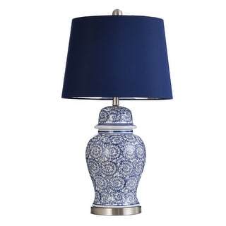 StyleCraft River Crest Light Blue Table Lamp - Taupe Hardback Fabric ...