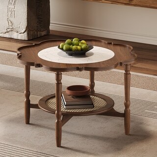 Mid-Century Style Coffee Table with Petal Shape and White Crackle ...