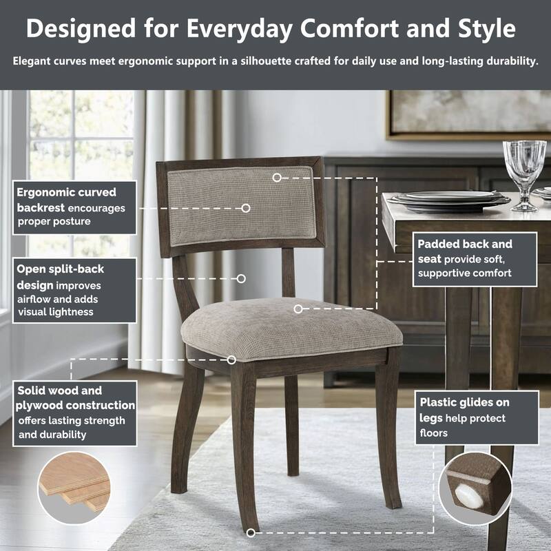 Madison Park Signature Marie Upholstered Split-Back Dining Chairs with ...