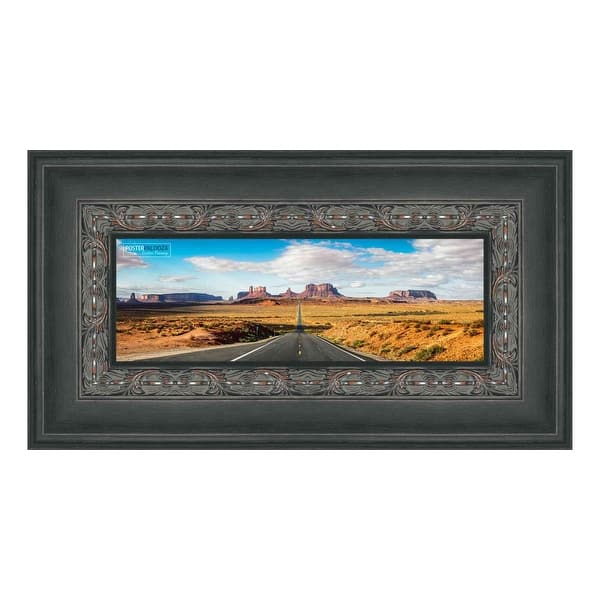 39x13 or Puzzle Distressed/Aged Black Complete Wood Panoramic Frame ...