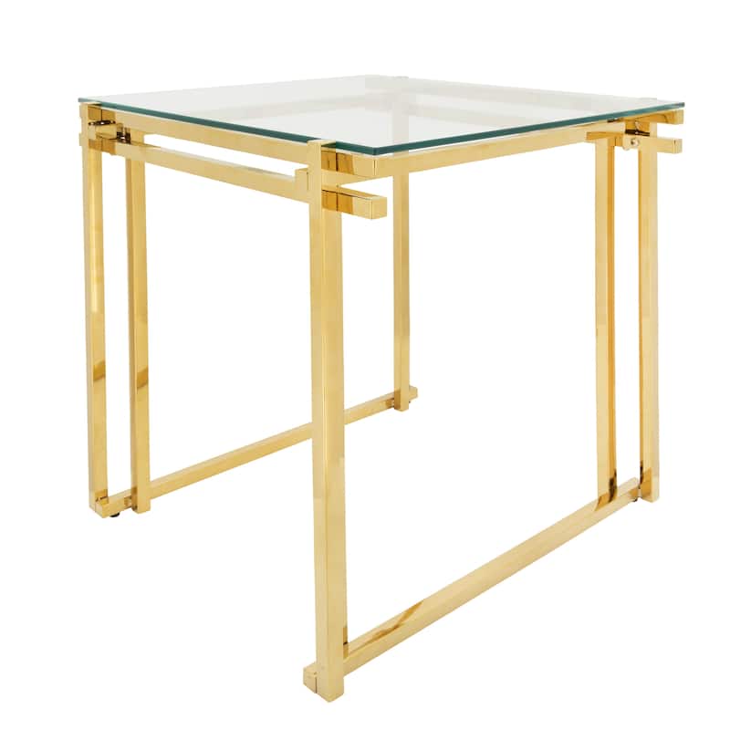Sagebrook Home 24" Metal Side Table Modern Glam Stainless Steel and ...