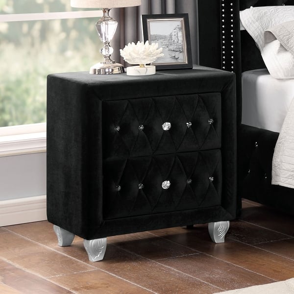 Shelldale Glam Fabric 2-Drawer Upholstered Tufted Nightstand by ...