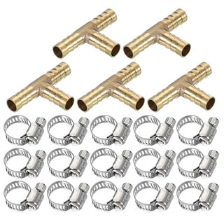 Brass Hose Barb Fitting,T Type Barb Union Fittings Splicer with Clamp ...