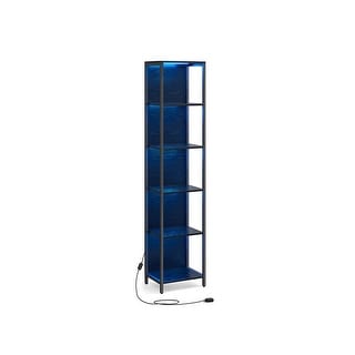 6-Tier LED Bookshelf, Display Shelf with Dimmable Lights, LED Bookcase ...