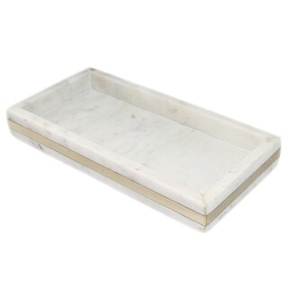 Sm. White Marble Tank Tray w/ Brass Inlay 12"x6" - Bed Bath & Beyond ...