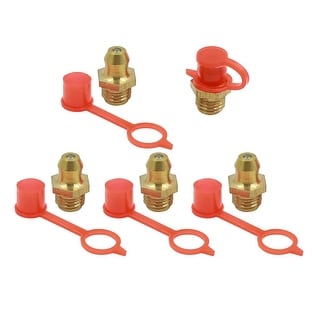 Straight Brass Hydraulic Grease Nipple Fittings with Dust Cap - 5 Set ...