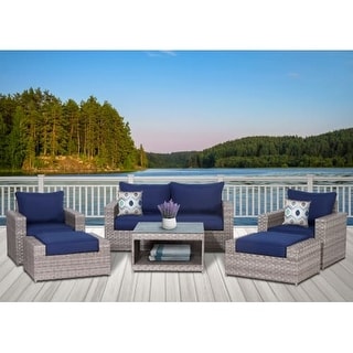 Sun Haven KGTN-1001 Kensington Resin Wicker 7 Piece Conversation Set ...