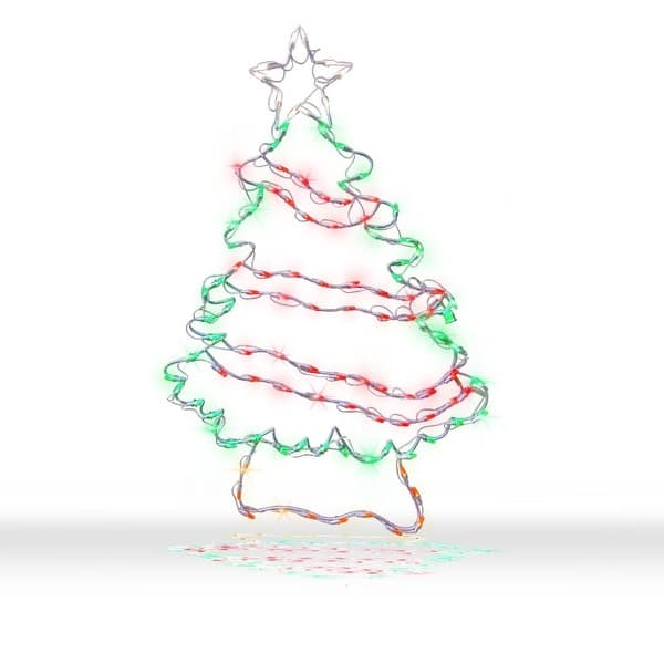 LED Lighted Christmas Tree with Garland Outdoor Decoration - 48 ...