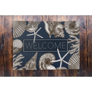 WELCOME SHELL BLUE Outdoor Mat By Terri Ellis - Bed Bath & Beyond ...
