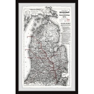'Vintage Michigan Map II' Framed Painting Print - Bed Bath & Beyond ...