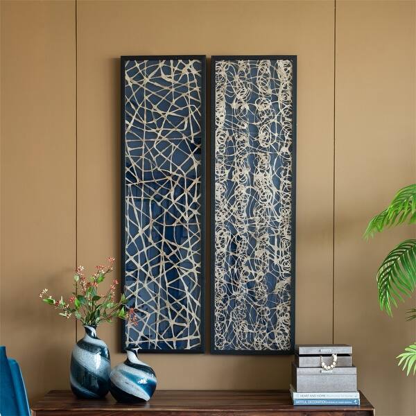 Set of 2 Rectangular Shaped Rice Paper Shadow Box Decor Wall Art - Bed ...