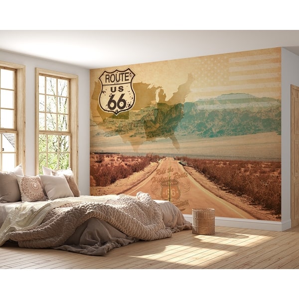 Americana Non-pasted Wallpaper Wall Mural - Ride Route 66 - Bed Bath ...