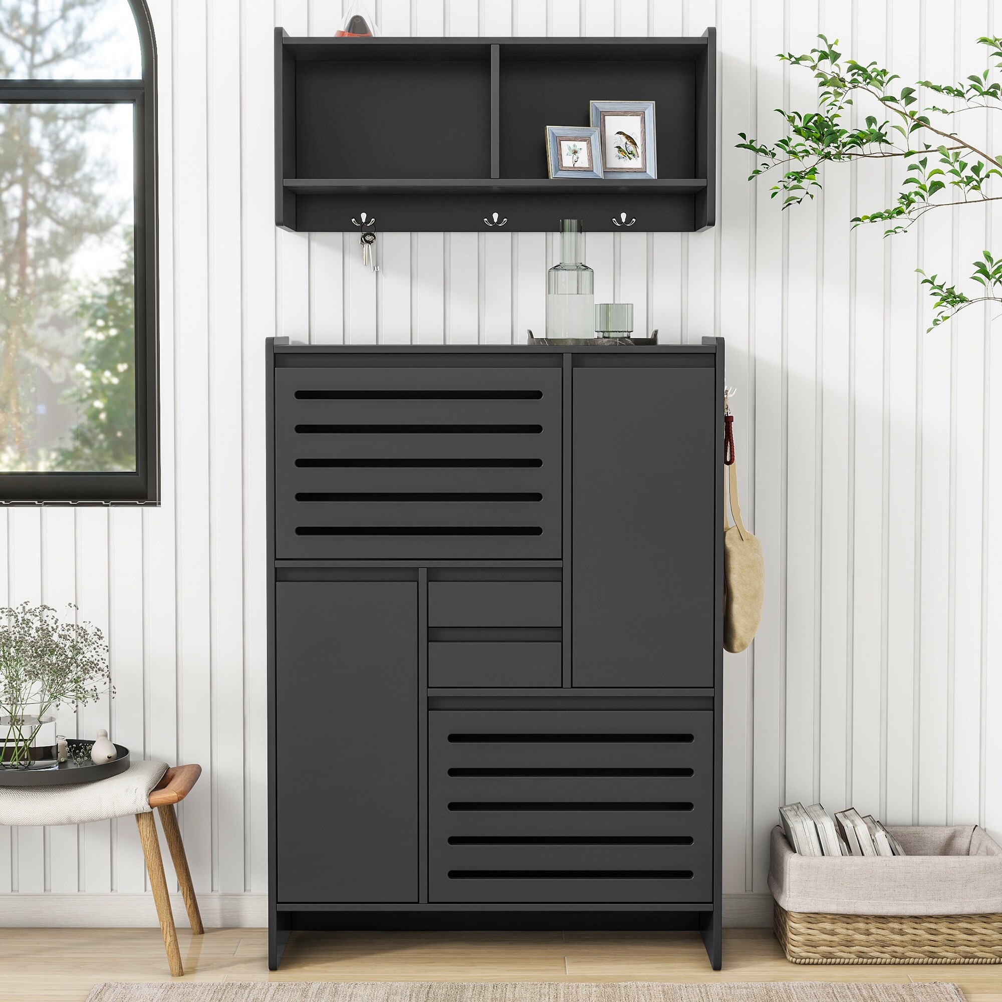 Sleek Ventilated Shoe Cabinet with Versatile Storage Durable Particle Board Design for Dry Odor Free Shoes